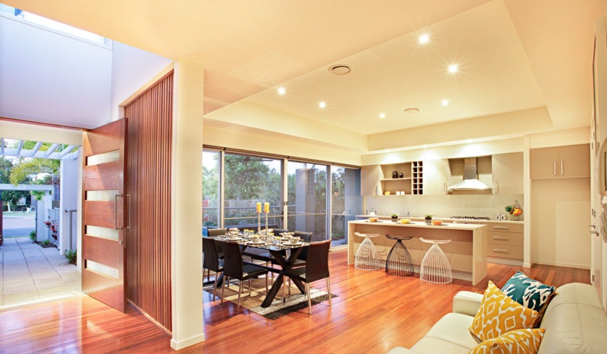 Giải pháp trần cho phòng khách hiện đại với tấm Knauf StandardShield